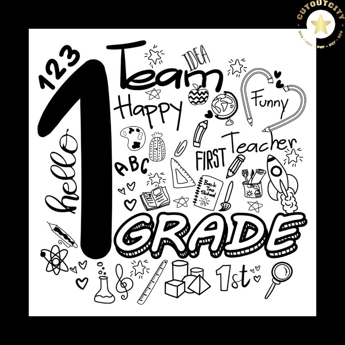 Hello team 1st grade silhouette SVG, first grade SVG | Inspire Uplift