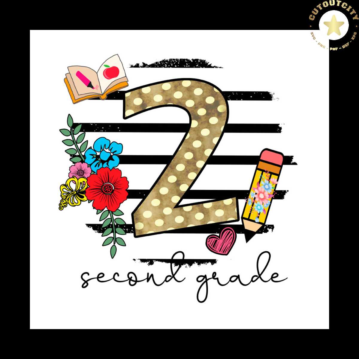 2nd Grade Polka Dots PNG Sublimation Designs | Inspire Uplift