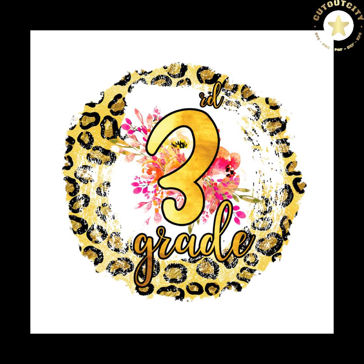 Third Grade Watercolor Flower PNG Sublimation Designs | Inspire Uplift