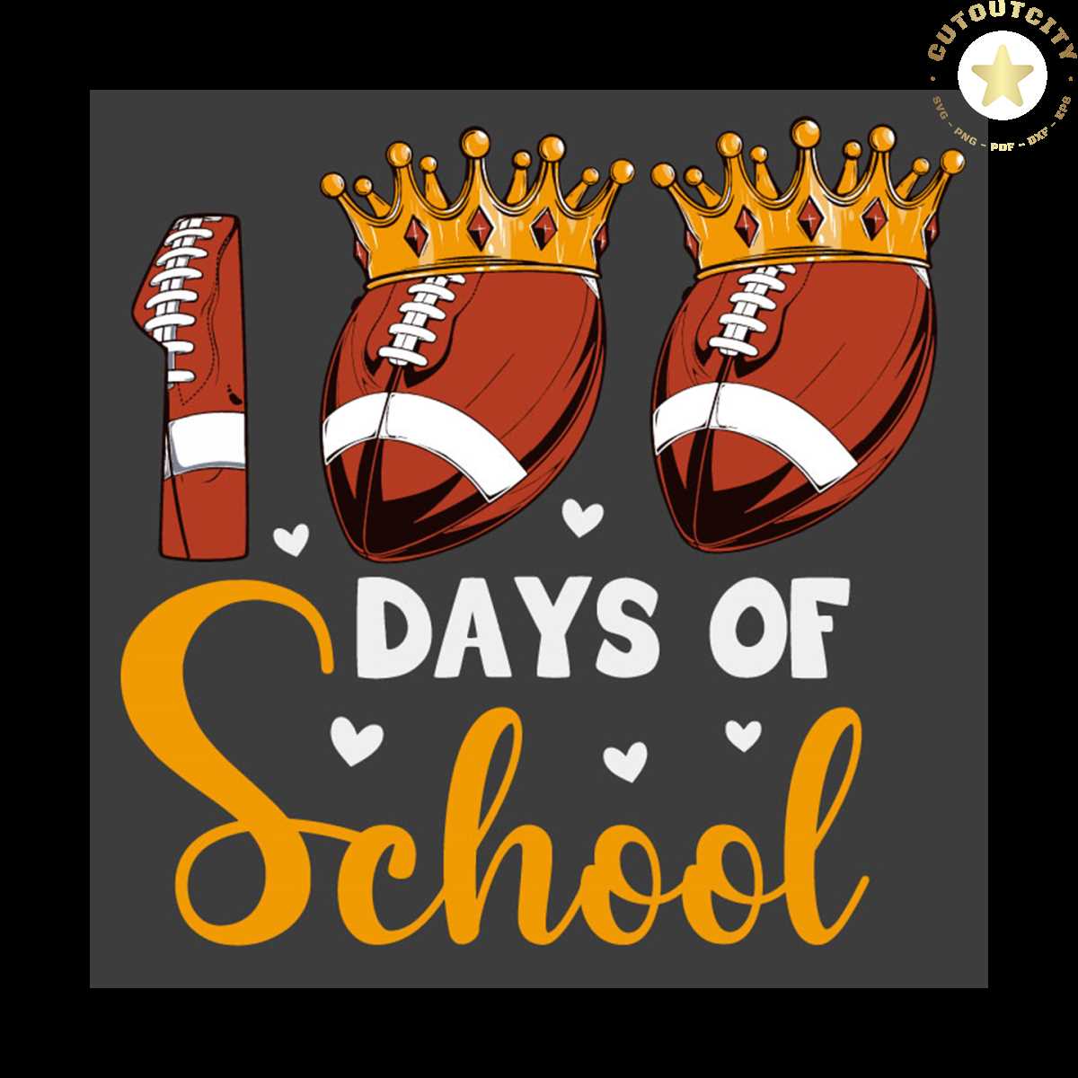 Football 100 Days of School Svg, 100th Day Of School Svg | Inspire Uplift
