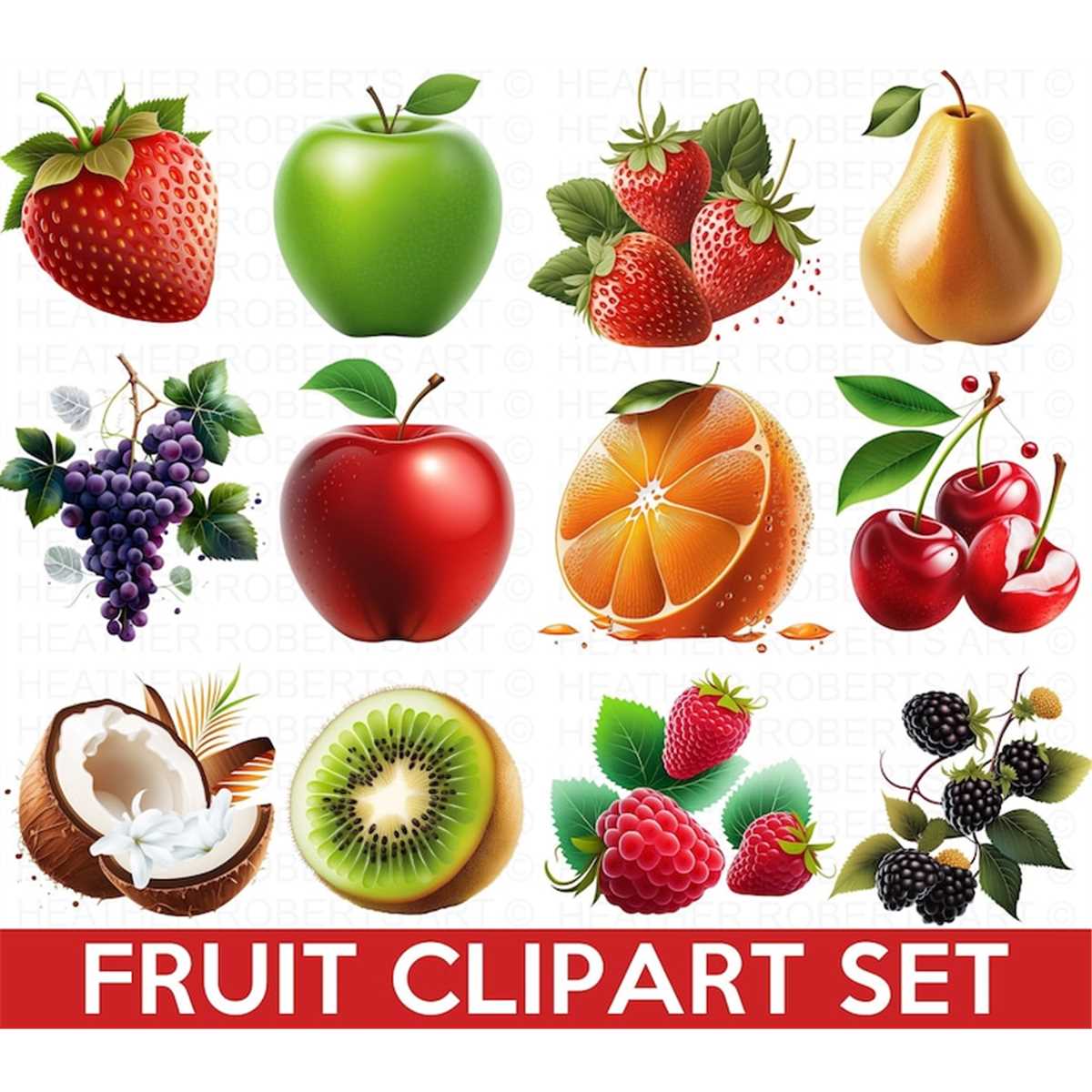 Fruit Clipart Set , Fruits PNG, Clipart Set of Strawberry, A | Inspire ...