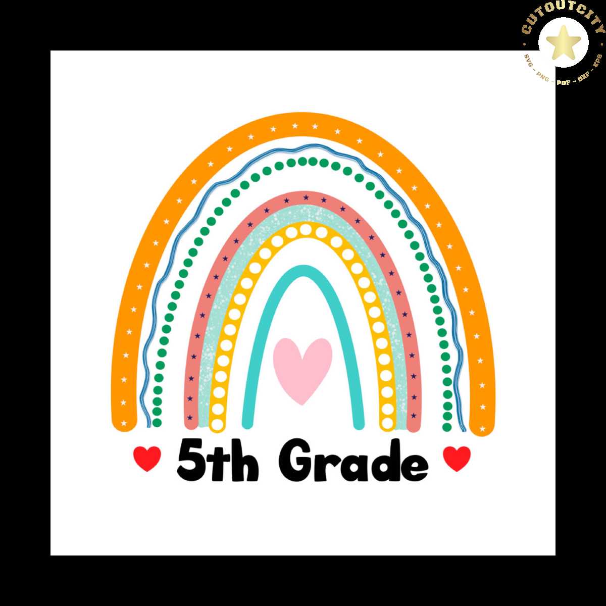 5th Grade rainbow SVG PNG, boho rainbow PNG, | Inspire Uplift