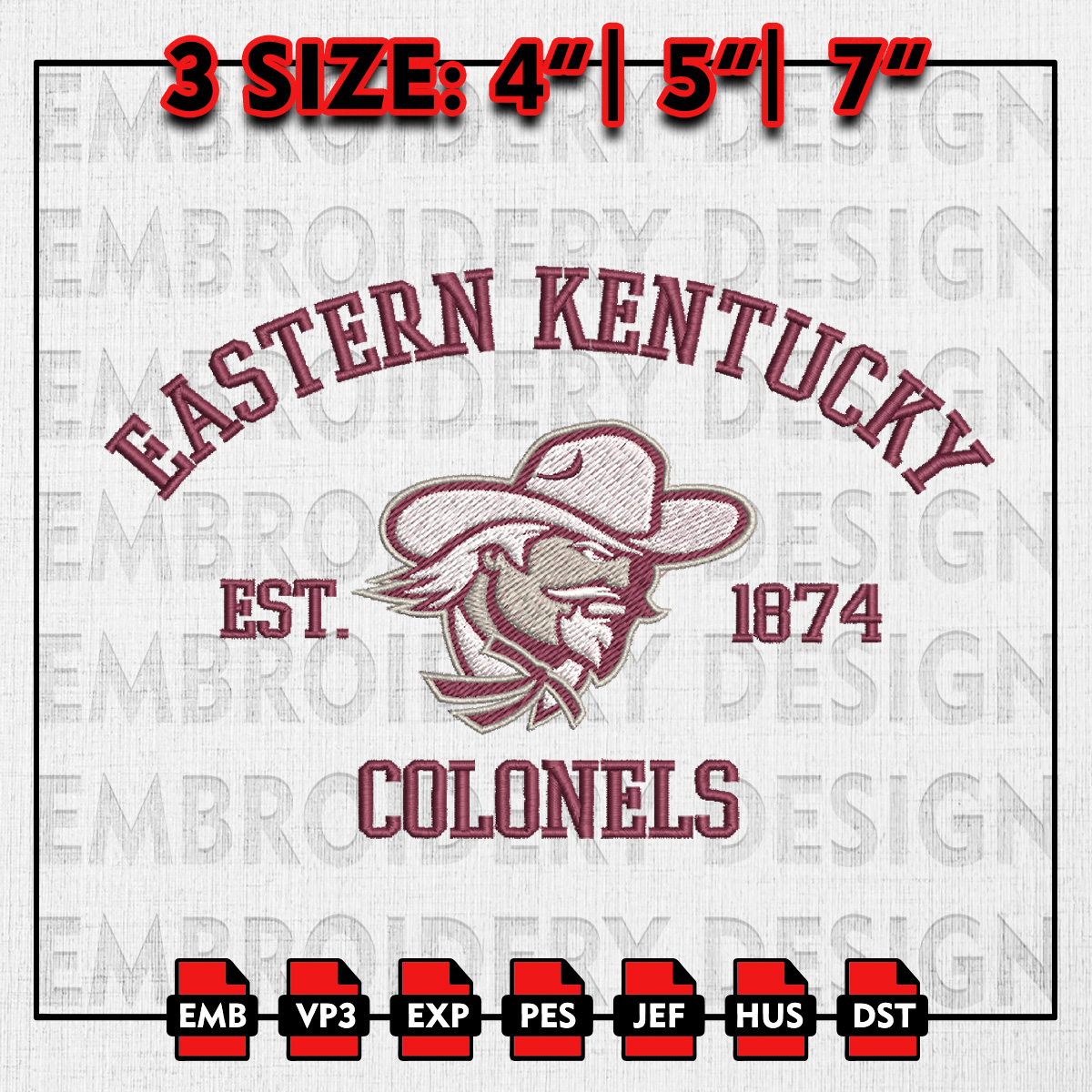 Eastern Kentucky Colonels Embroidery files, NCAA Embroidery - Inspire ...