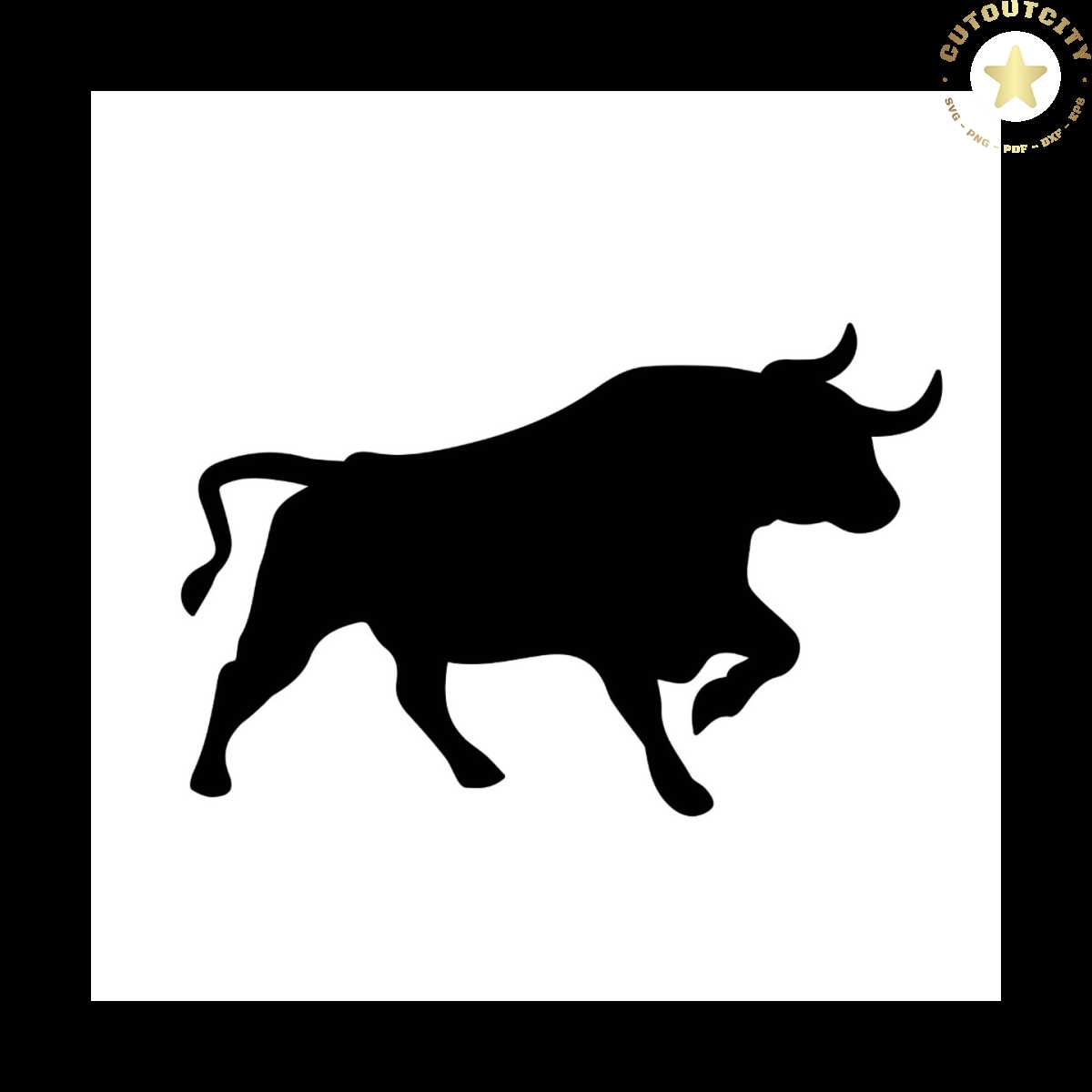 Black Bull Raise One Leg SVG Silhouette | Inspire Uplift