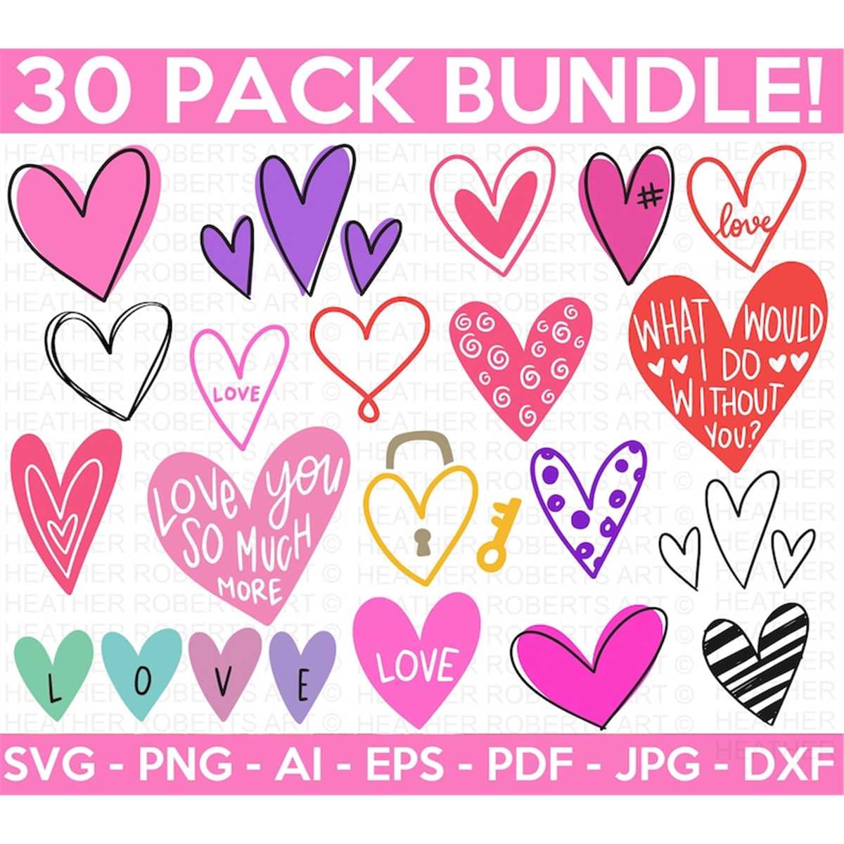 Doodle Heart SVG Bundle, Heart SVG Bundle, Sketch, Hand-draw - Inspire ...