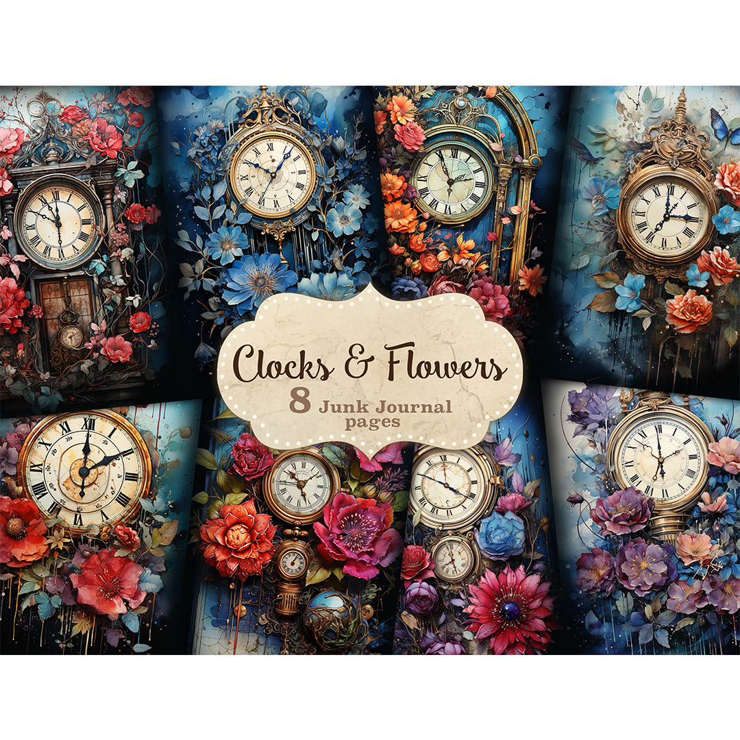 Old Clocks Journaling Pages | Digital Collage Sheet - Inspire Uplift
