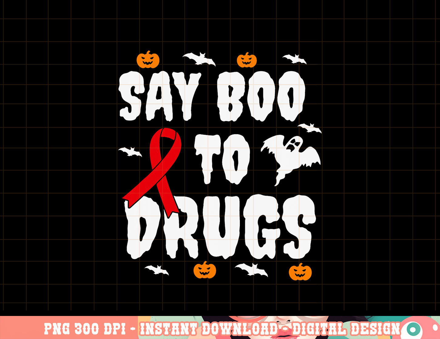 Funny Halloween Gift Say Boo To Drugs Awareness Red Ribbon p | Inspire ...