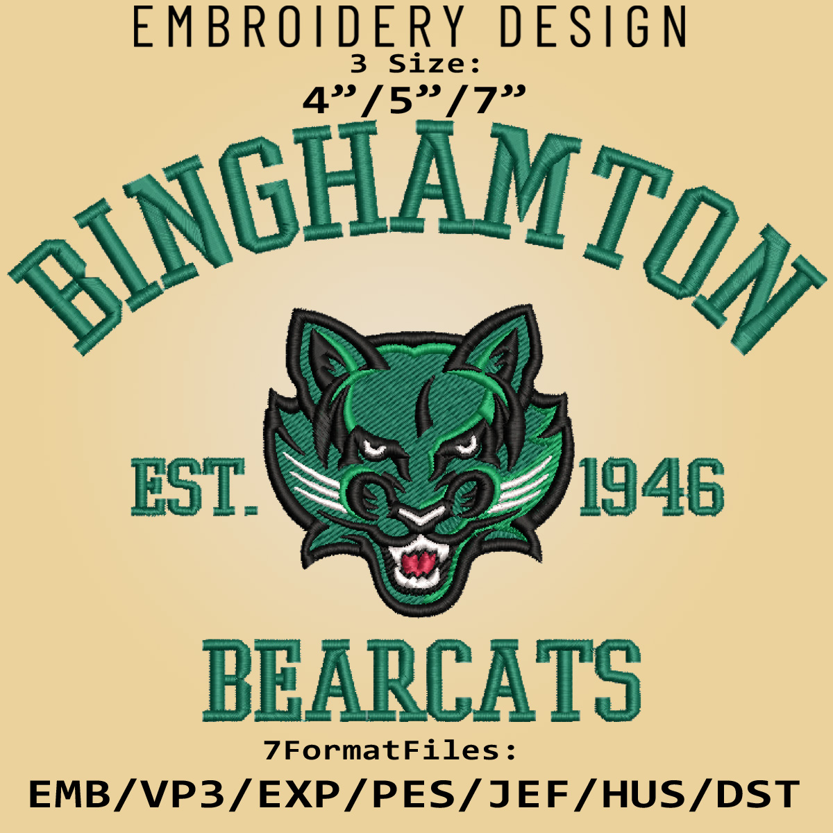 Binghamton Bearcats embroidery design, NCAA Logo Embroidery | Inspire ...