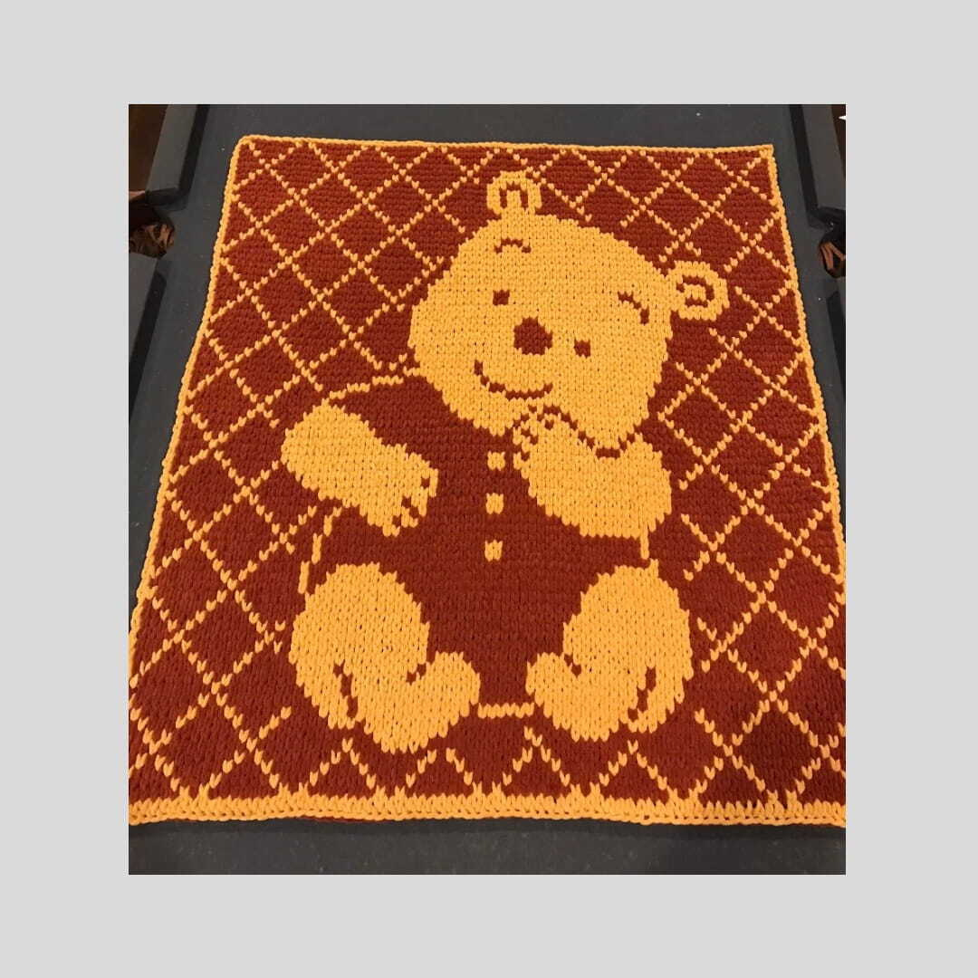 Loop yarn Finger knitted Baby Bear blanket pattern PDF Downl | Inspire ...