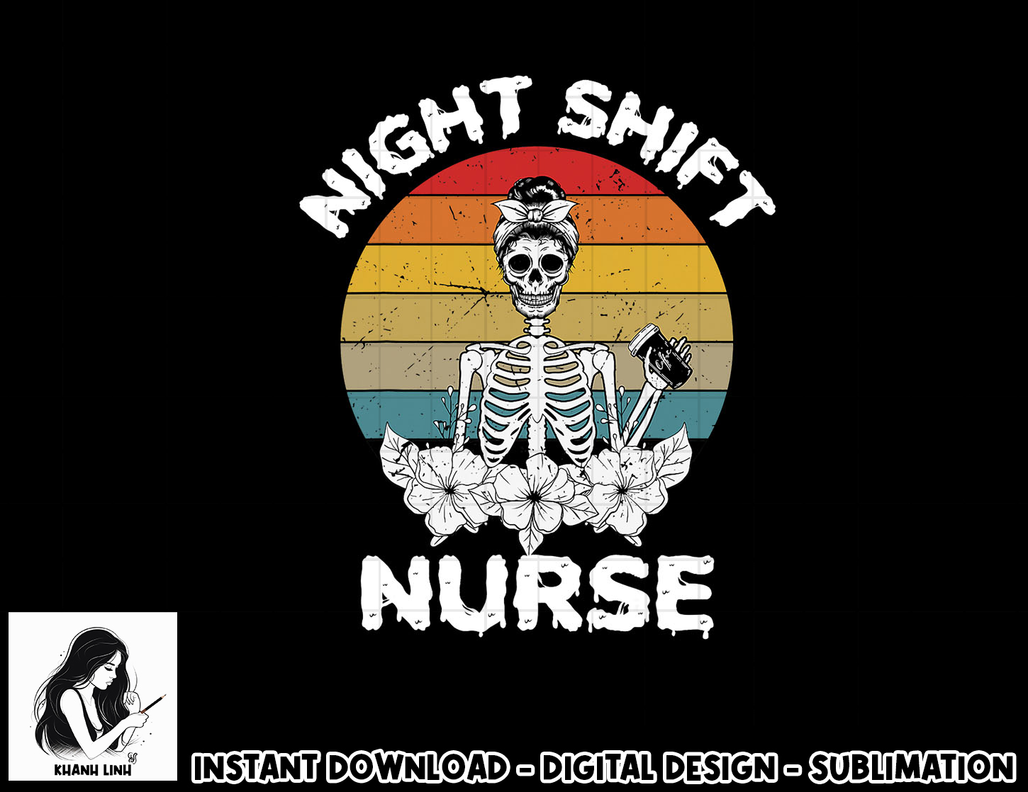 Funny Night Shift Nurse Skeleton Halloween RN Nurses Women p - Inspire ...