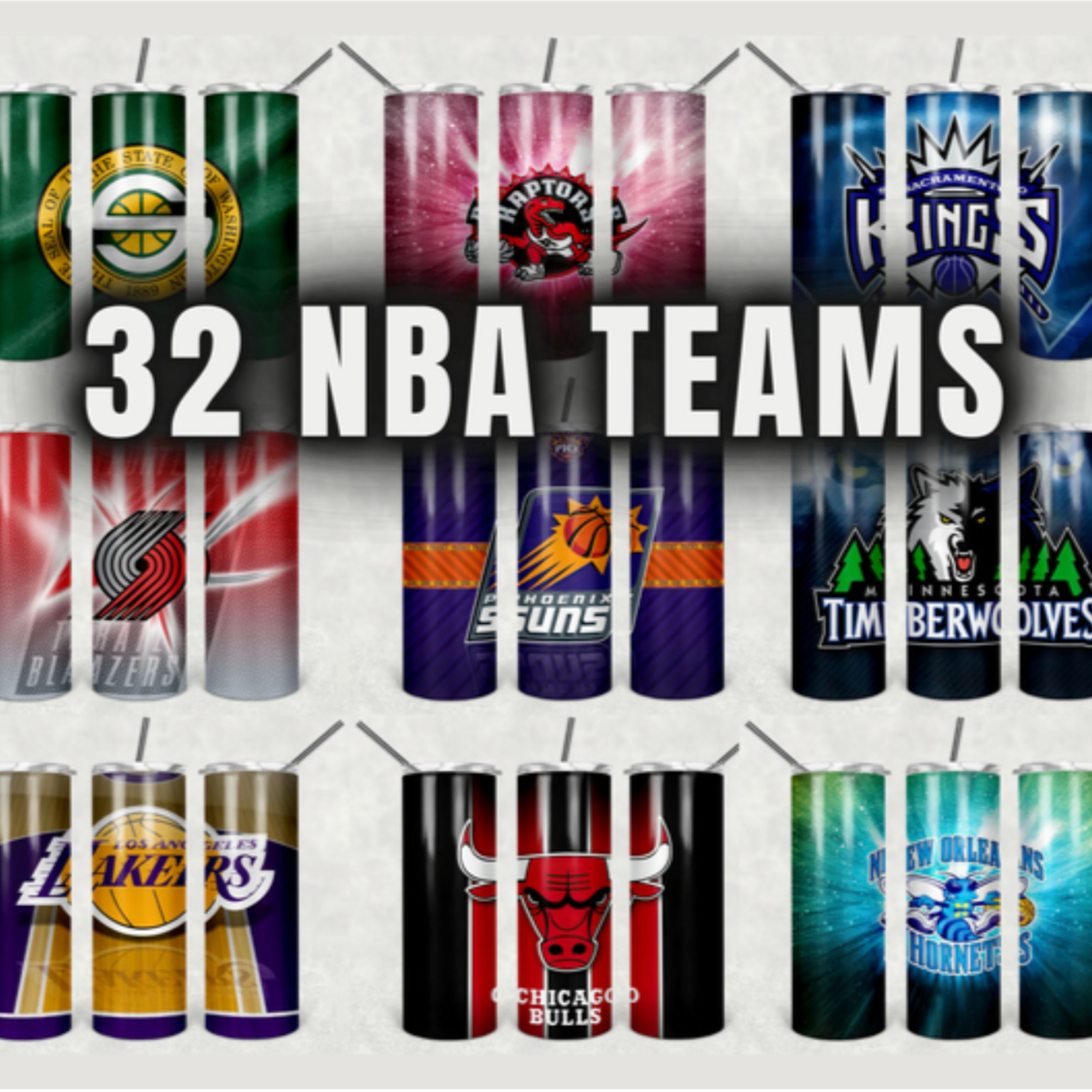 Basketball Tumbler Designs Bundle: 32 NBA-themed Wraps for 2 | Inspire ...