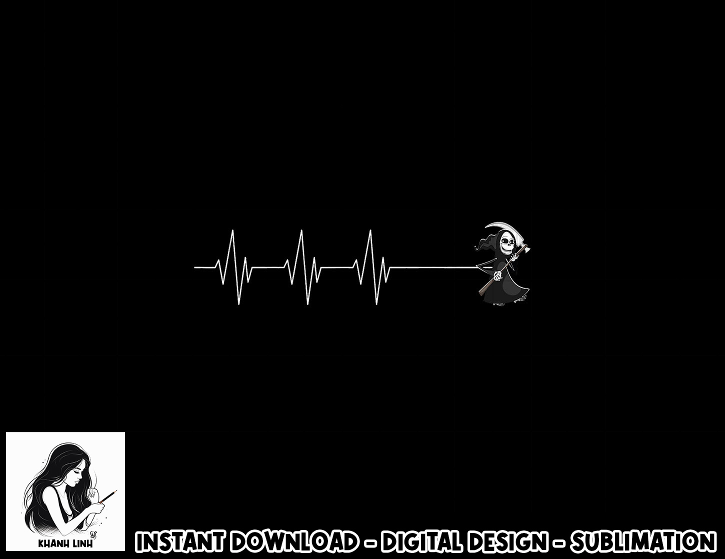 Grim Reaper Heartbeat EKG Black Humor Death Halloween png, s | Inspire ...
