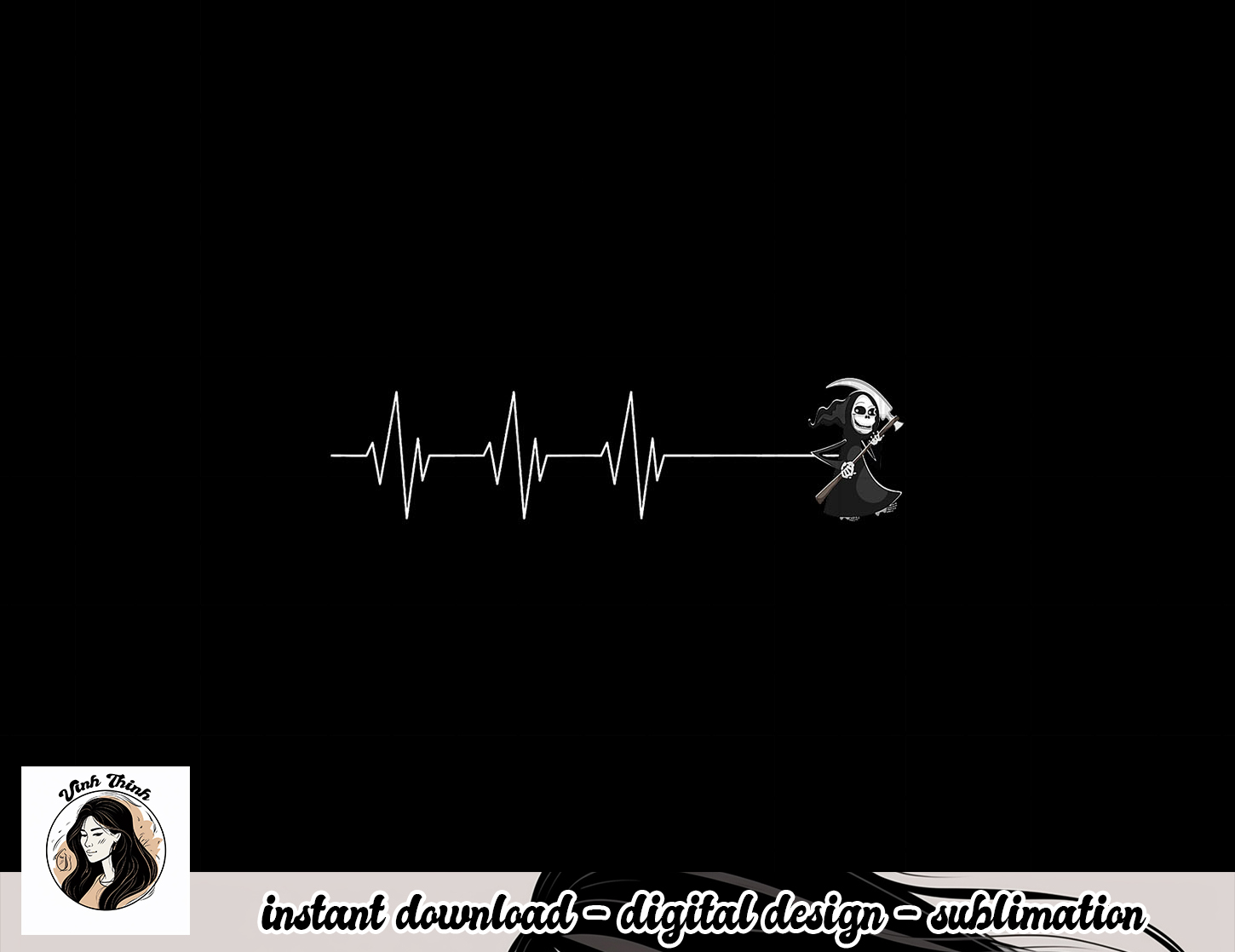 Grim Reaper Heartbeat EKG Black Humor Death Halloween png, s - Inspire ...