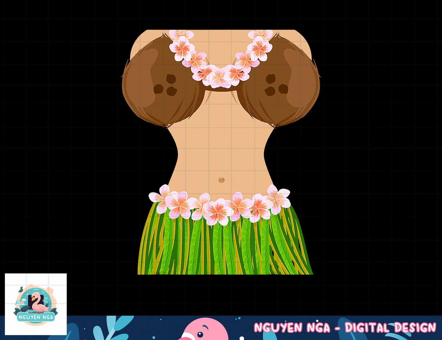 Hawaiian Coconut Shell Bra Funny Halloween Party png, sublim - Inspire ...