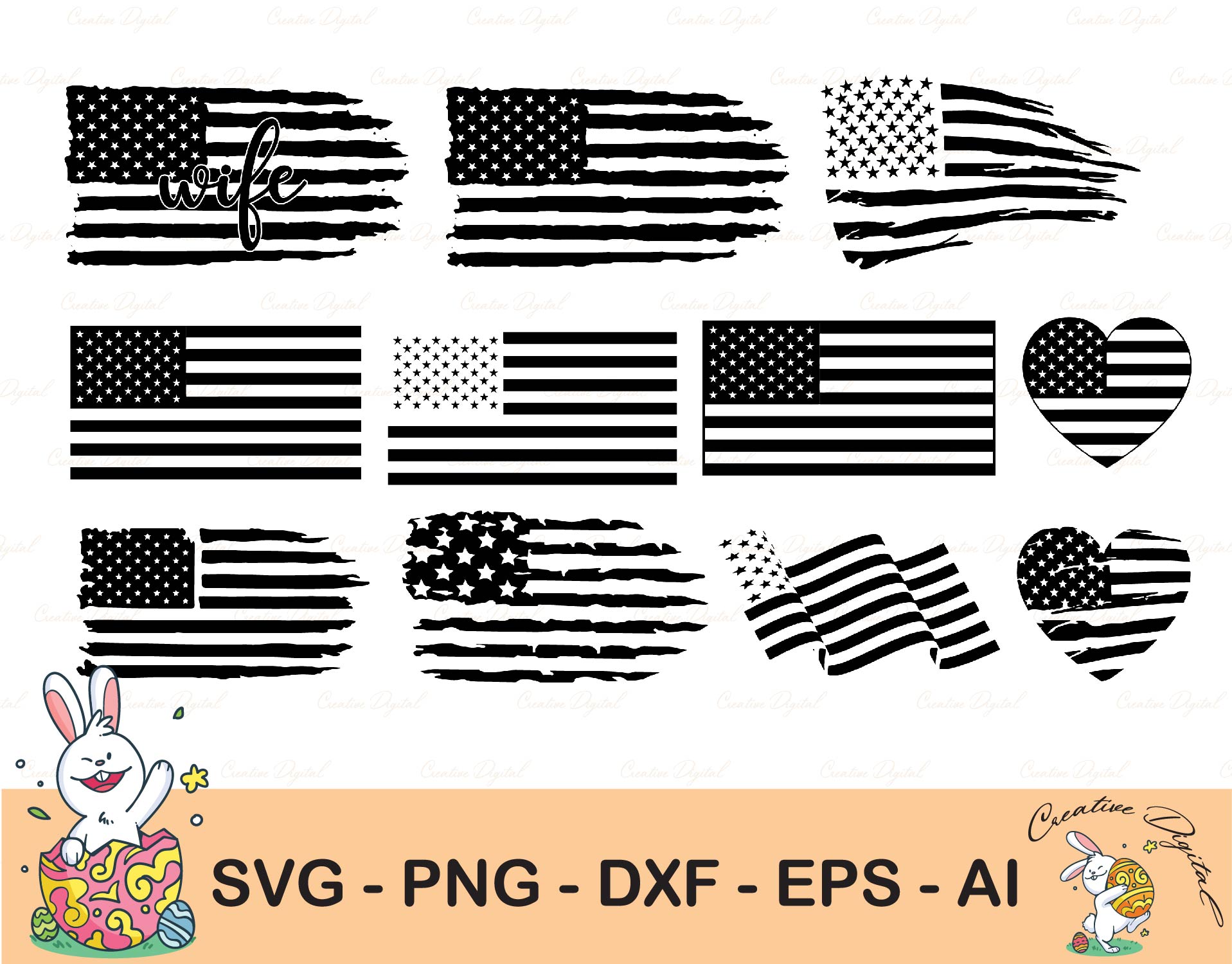Distressed Flag Bundle svg, Distressed Flag svg, American Fl | Inspire ...
