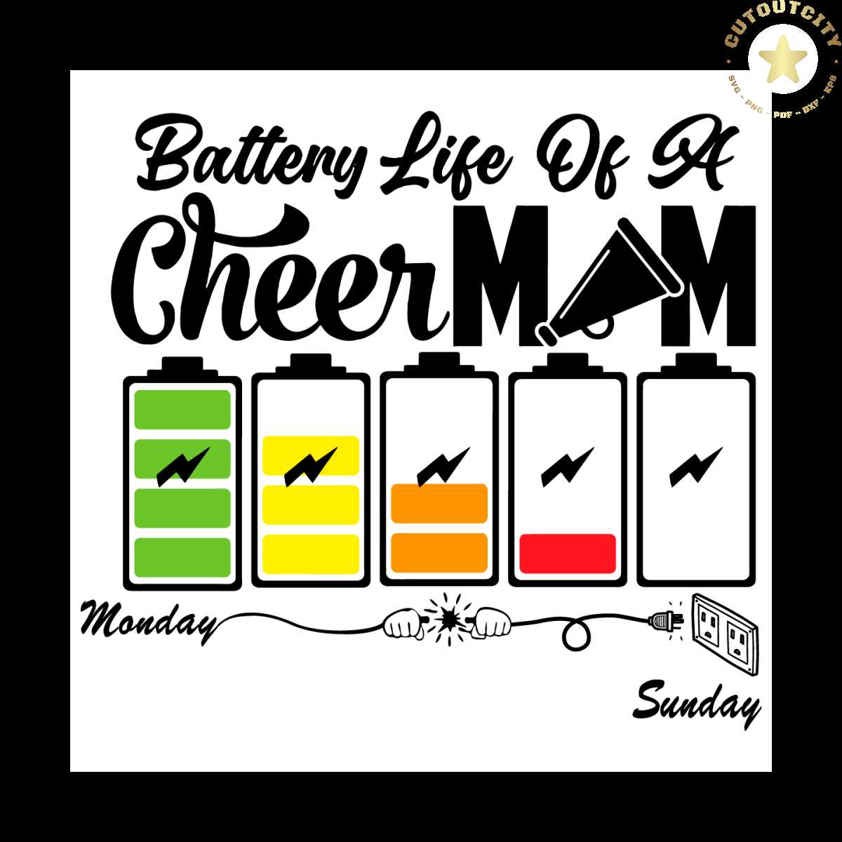 Battery Life Of A Cheerman SVG PNG, Cheer mom Svg, Football | Inspire ...