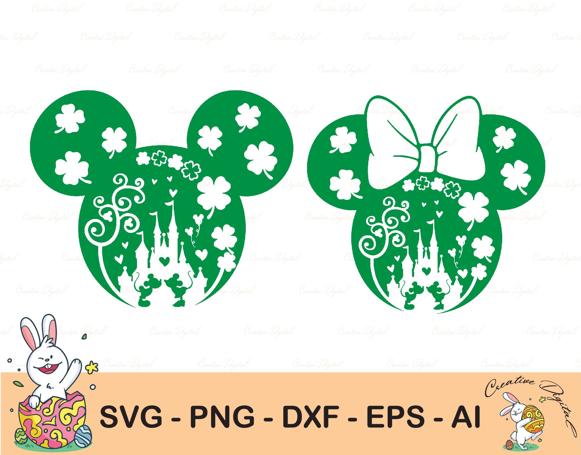 St. Patrick's Day, Clover, Disney Castle, Mickey Minnie Mous | Inspire ...