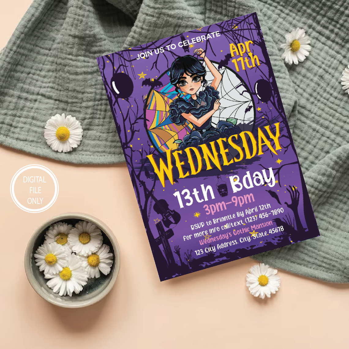 Personalized File Wednesday Birthday Invitation Party Printa - Inspire ...