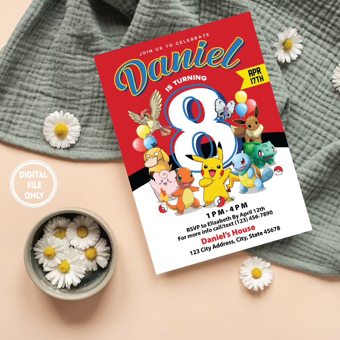 Personalized File Pokemone Birthday Invitation Digital, Poke - Inspire ...