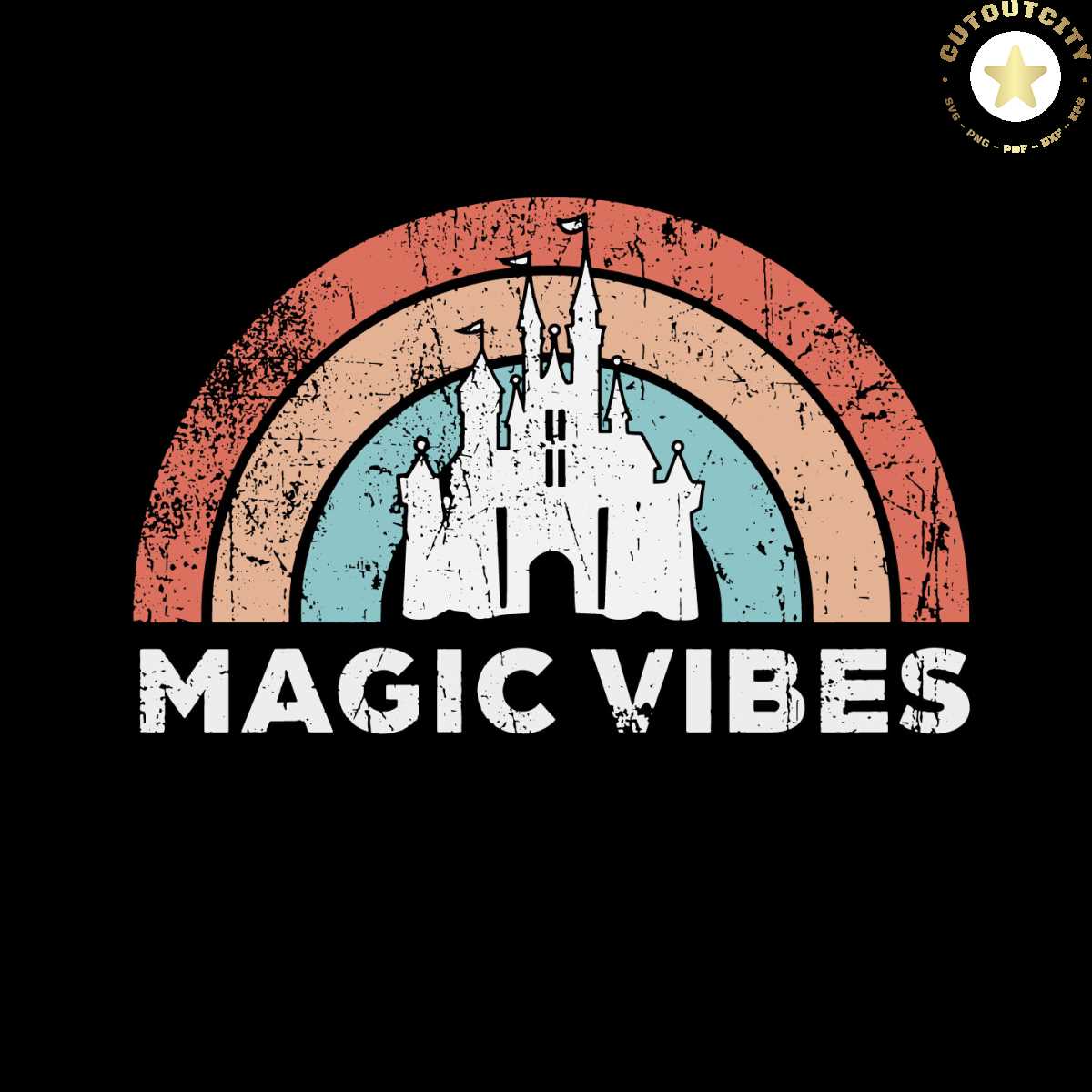Magic Vibes Castle Svg, Vintage Rainbow Svg, Disney Castle S | Inspire ...