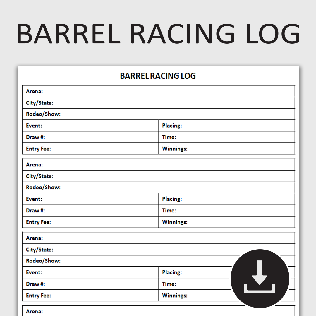 Barrel Racing Performance Log, Equestrian Event Tracker, Hor - Inspire ...