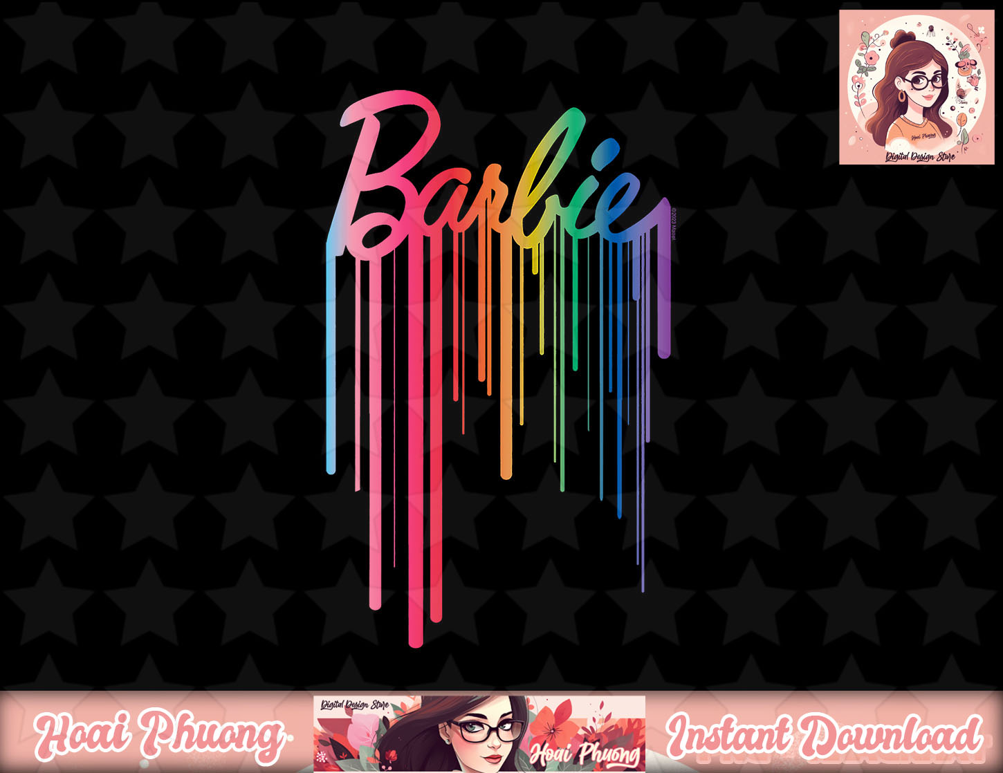 Barbie - Logo Rainbow Drip png, sublimation copy | Inspire Uplift