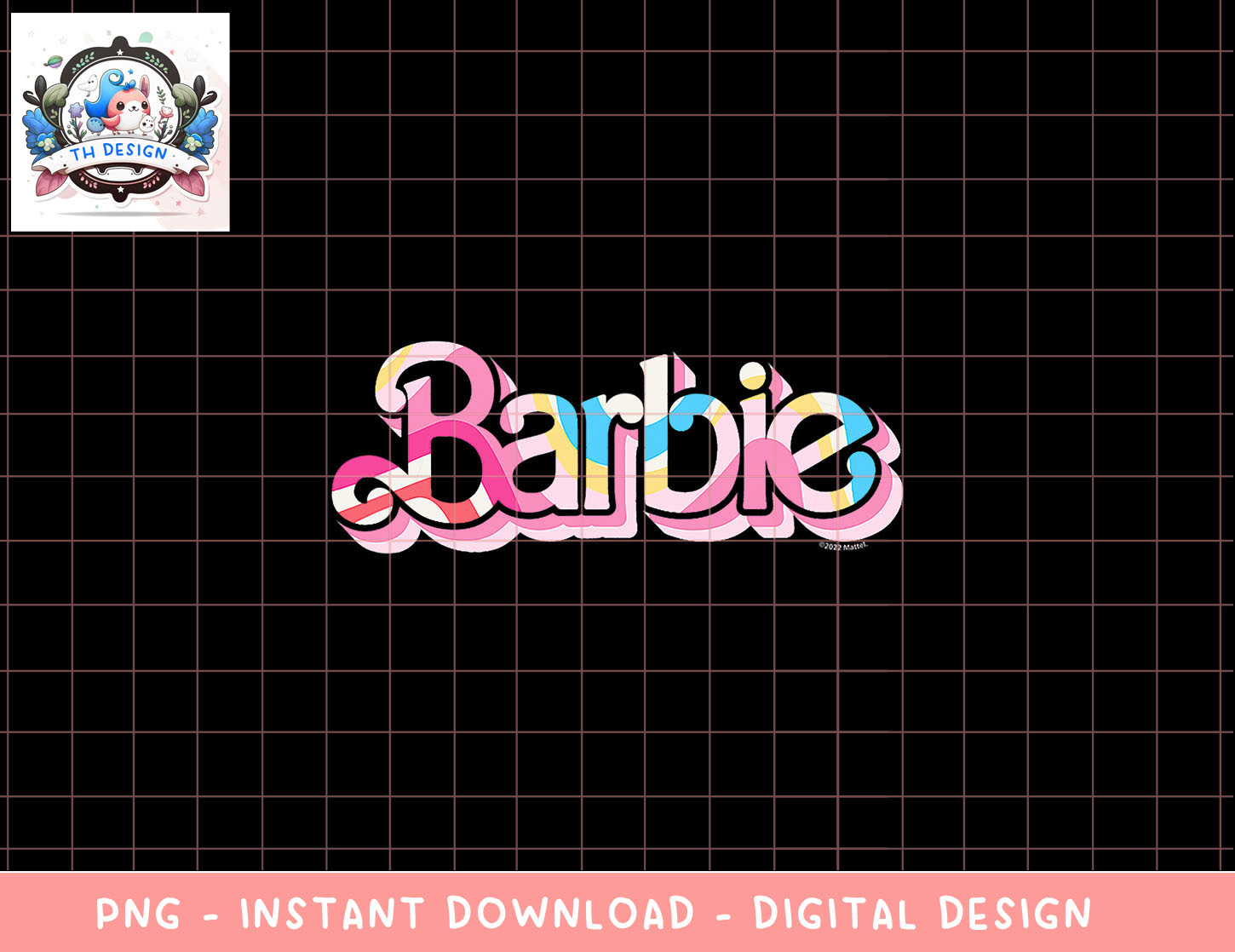 Barbie - Pastel Pattern Logo png, sublimation copy | Inspire Uplift