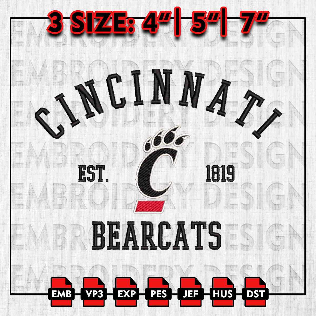 Cincinnati Bearcats Embroidery files, NCAA Embroidery Design - Inspire ...