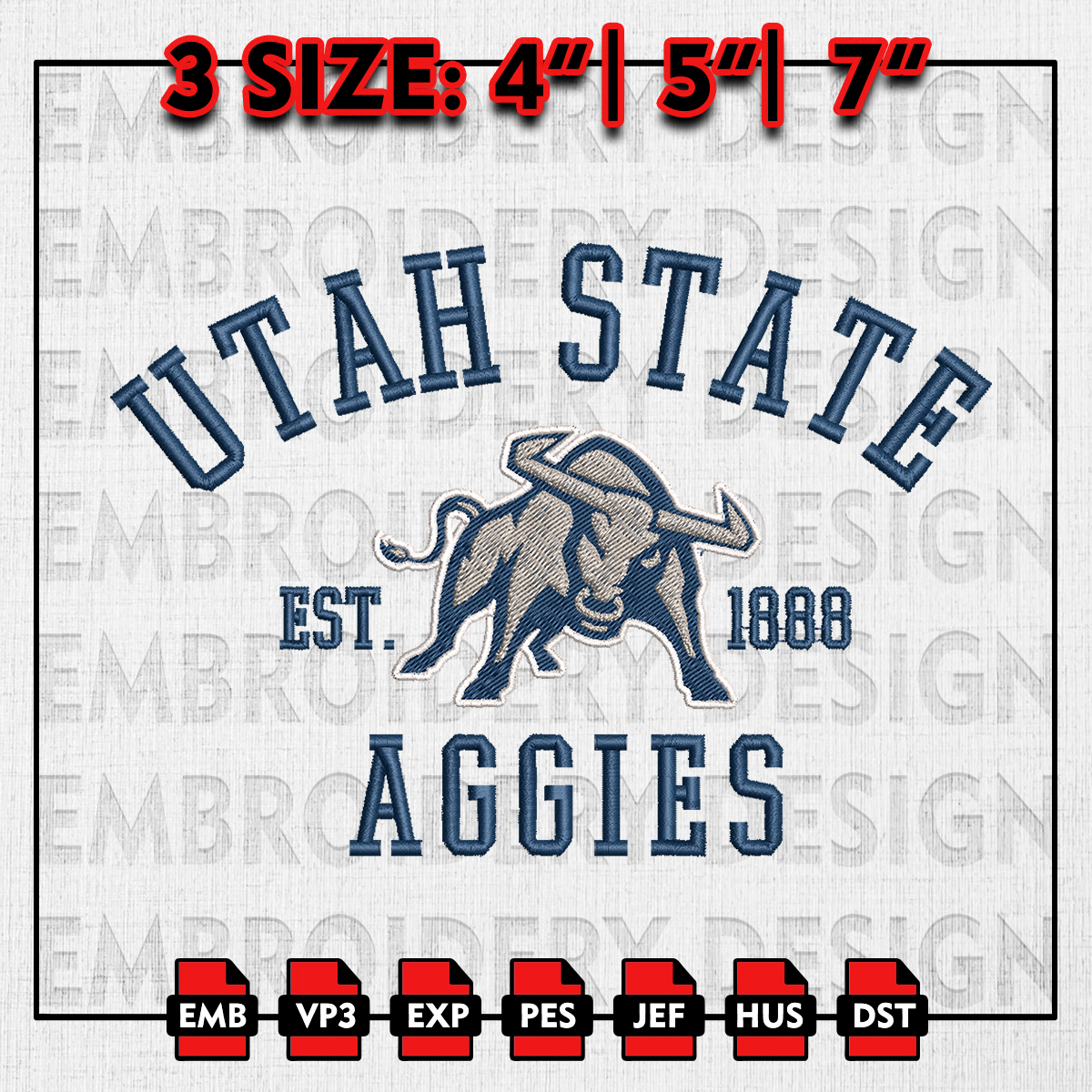 Utah State Aggies Embroidery files, NCAA Embroidery Designs, | Inspire ...