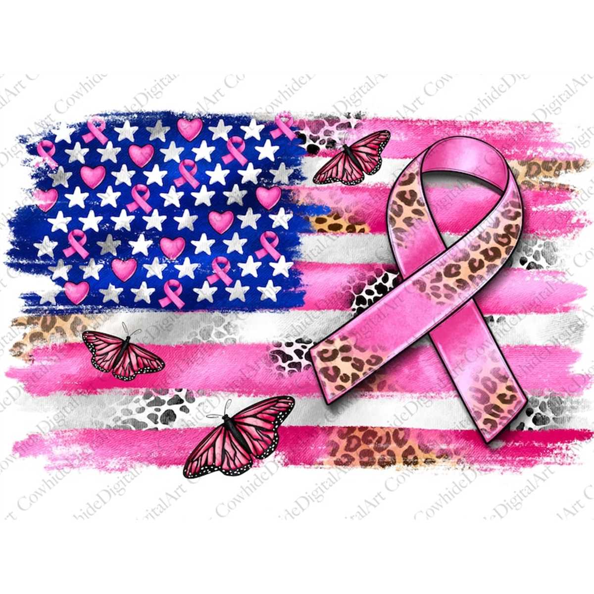 American Flag And Cancer Ribbon Png Sublimation Design,Cance - Inspire ...