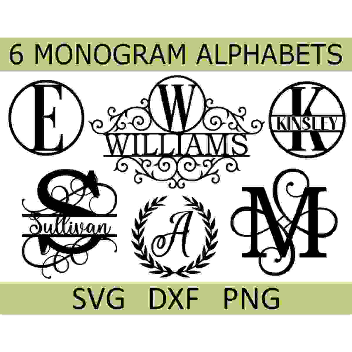 Monogram SVG Bundle, 6 Monogram Alphabets, Monogram Letters - Inspire ...