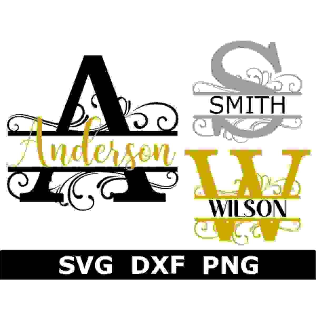 Split Monogram SVG/DXF/PNG, Split Monogram Frame Alphabet, F - Inspire ...
