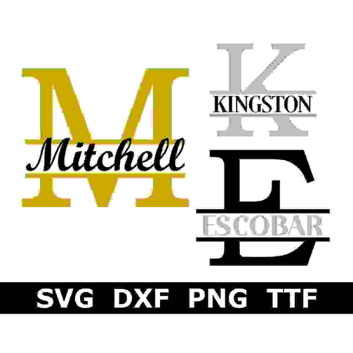 Split Monogram SVG TTF Alphabet, Split Monogram Font, Digit - Inspire ...