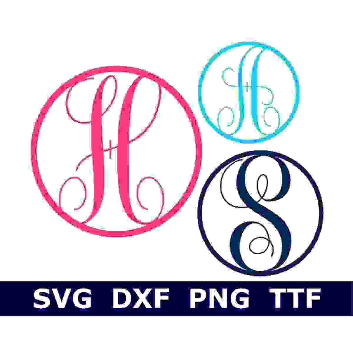 Monogram SVG TTF Alphabet, Keychain Circle Letters, School - Inspire Uplift