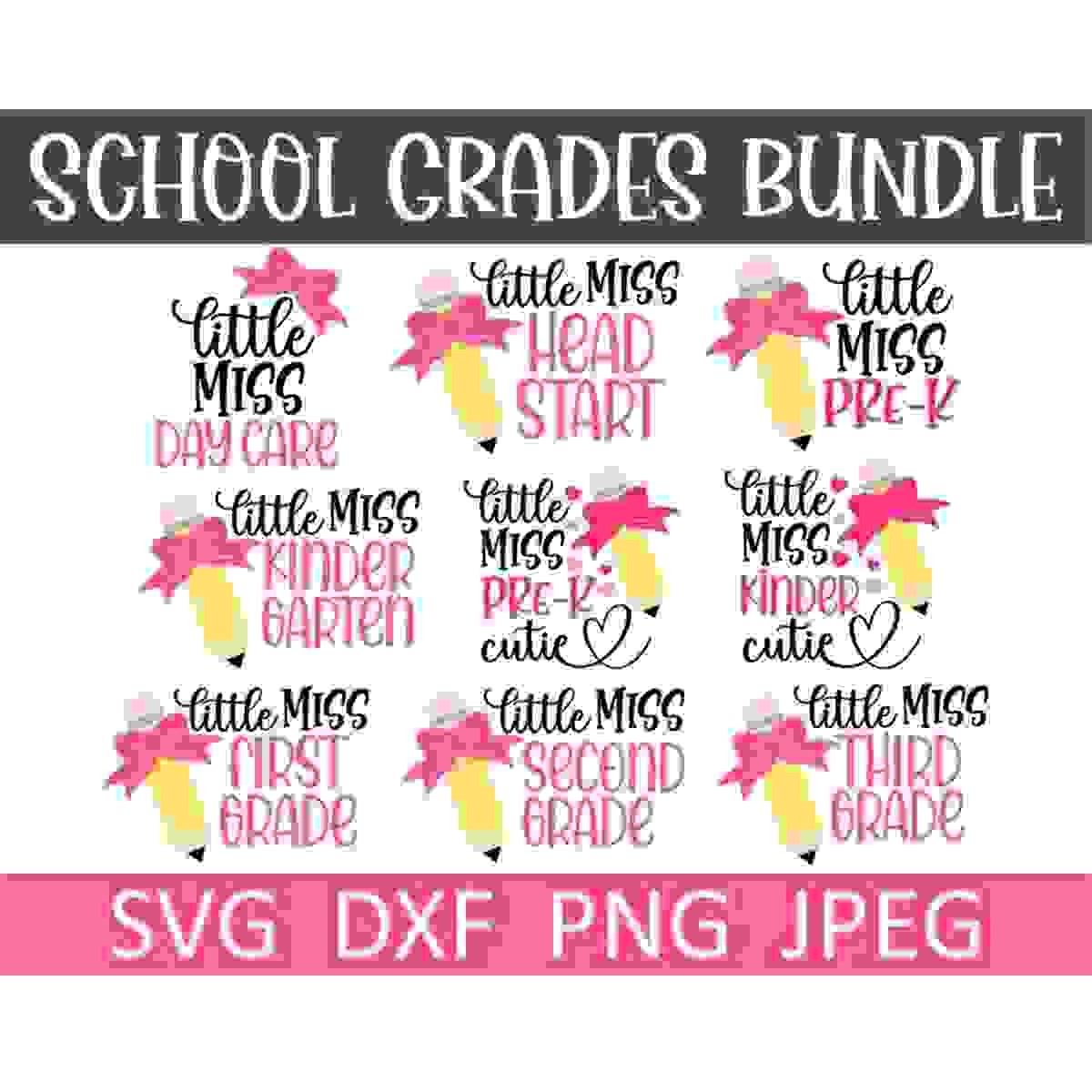 School SVG Bundle, Little Miss Pre-K, Kindergarten, Girl, Di - Inspire ...