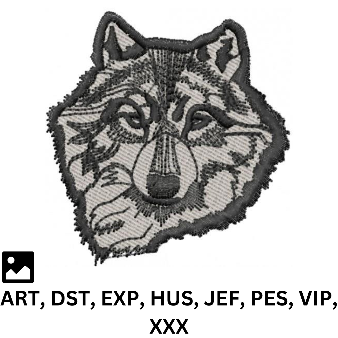 TIMBER WOLF Embroidery Design, black wolf face embroidery de | Inspire ...