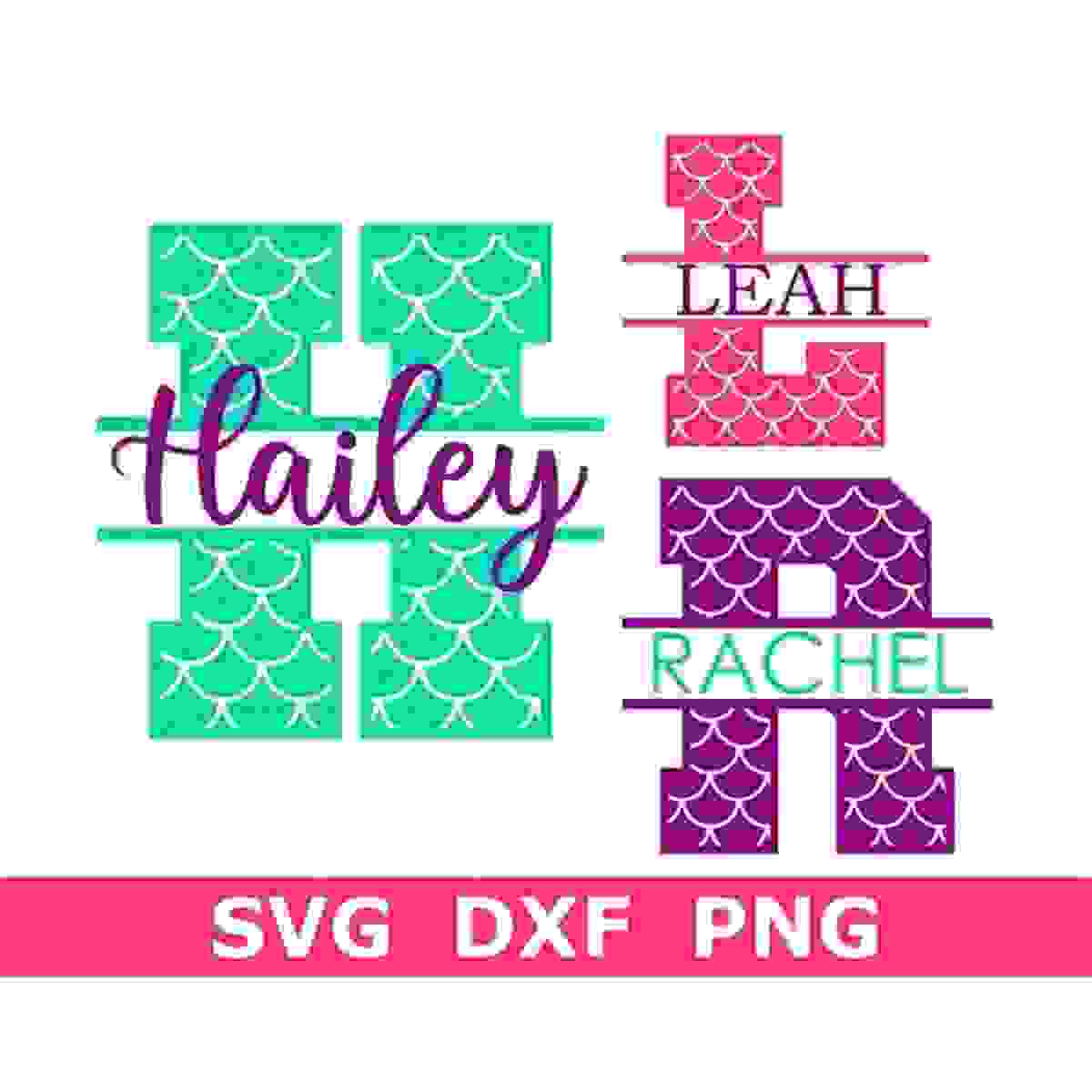 Split Monogram SVG/DXF/PNG, Split Mermaid Alphabet, Digital - Inspire ...