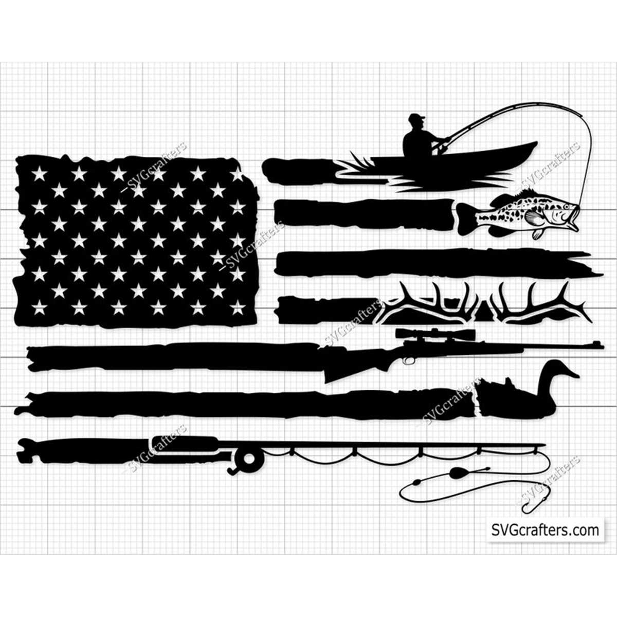 Fishing Flag Svg Hunting Flag Svg Fishing Svg Deer Huntin Inspire