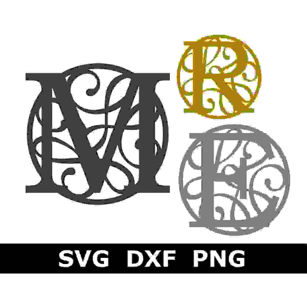 Monogram SVG/DXF/PNG, Flourish Circle Letters, Digital Downl - Inspire ...
