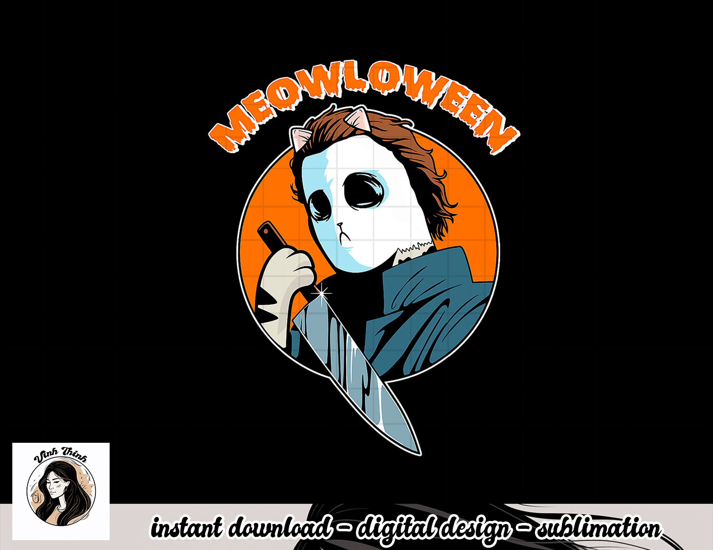 Meowloween Scary Halloween Cat Horror Kitten Slasher Movie p - Inspire ...