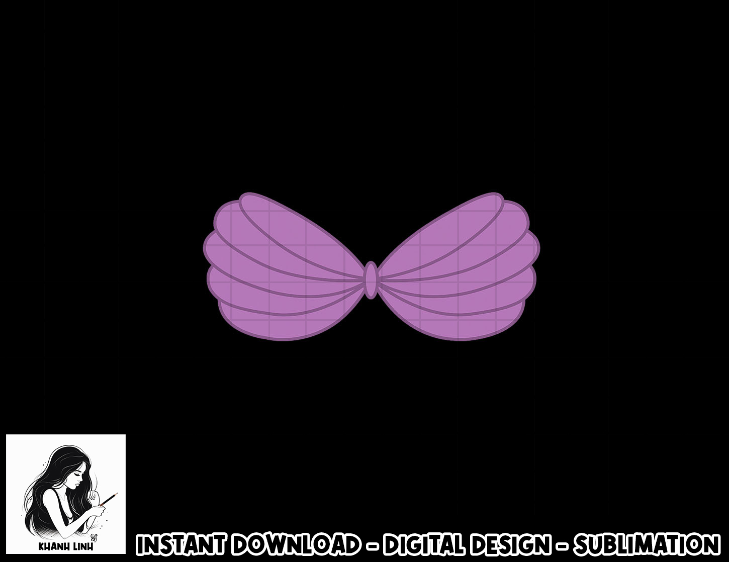Mermaid Purple Seashell Bra Cartoon Graphic png, sublimation - Inspire ...