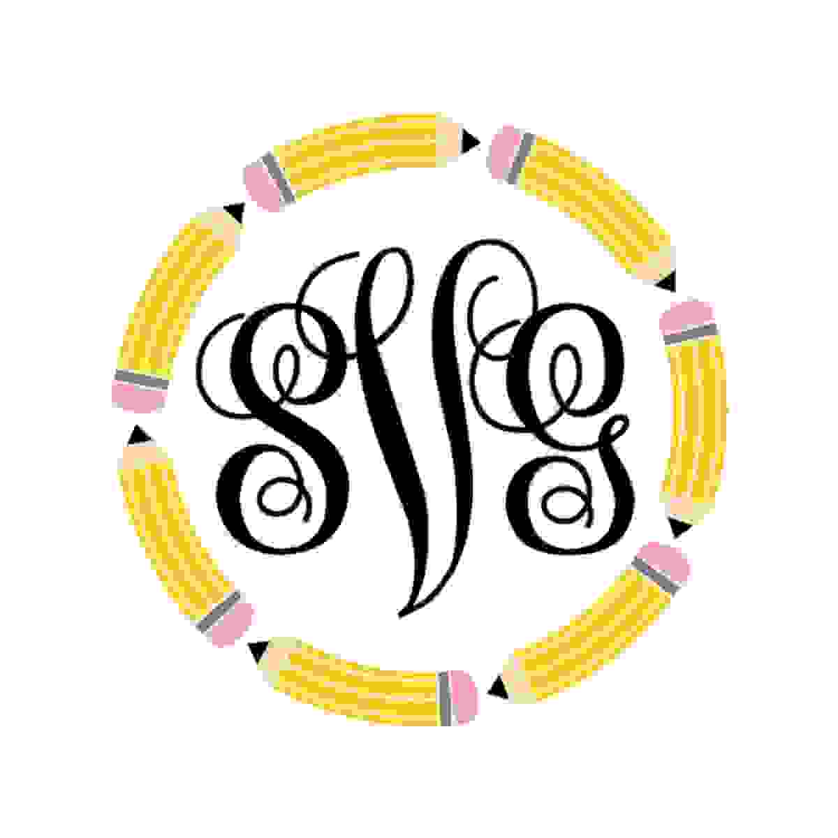 Pencil SVG, Pencil Monogram Frame, Teacher SVG, School, Digi - Inspire ...