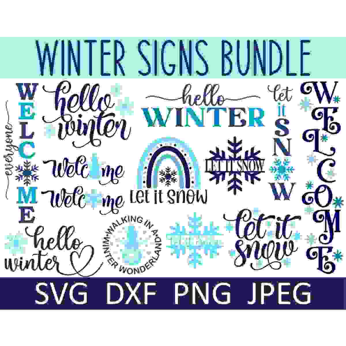 Winter Signs SVG Bundle, Hello Winter SVG, Digital Download, - Inspire ...