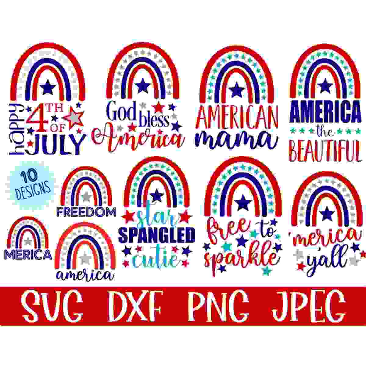 4th of July Rainbow SVG Bundle, America Rainbow SVG, Digital - Inspire ...