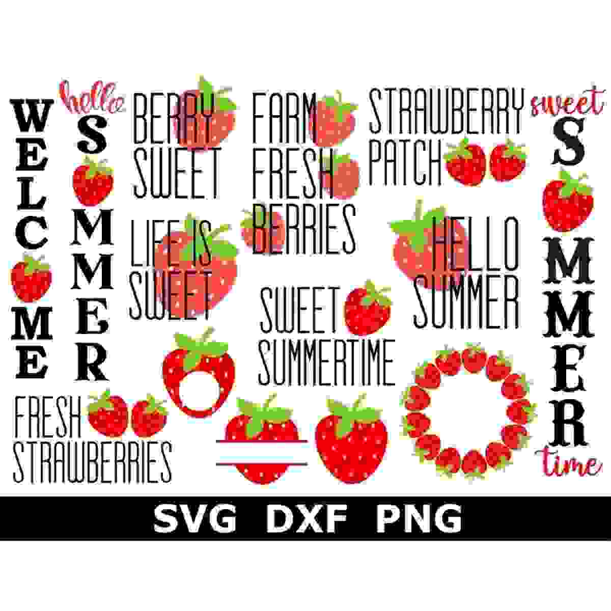 Strawberry SVG Bundle, Hello Summer SVG, Porch Sign SVG, Dig - Inspire ...