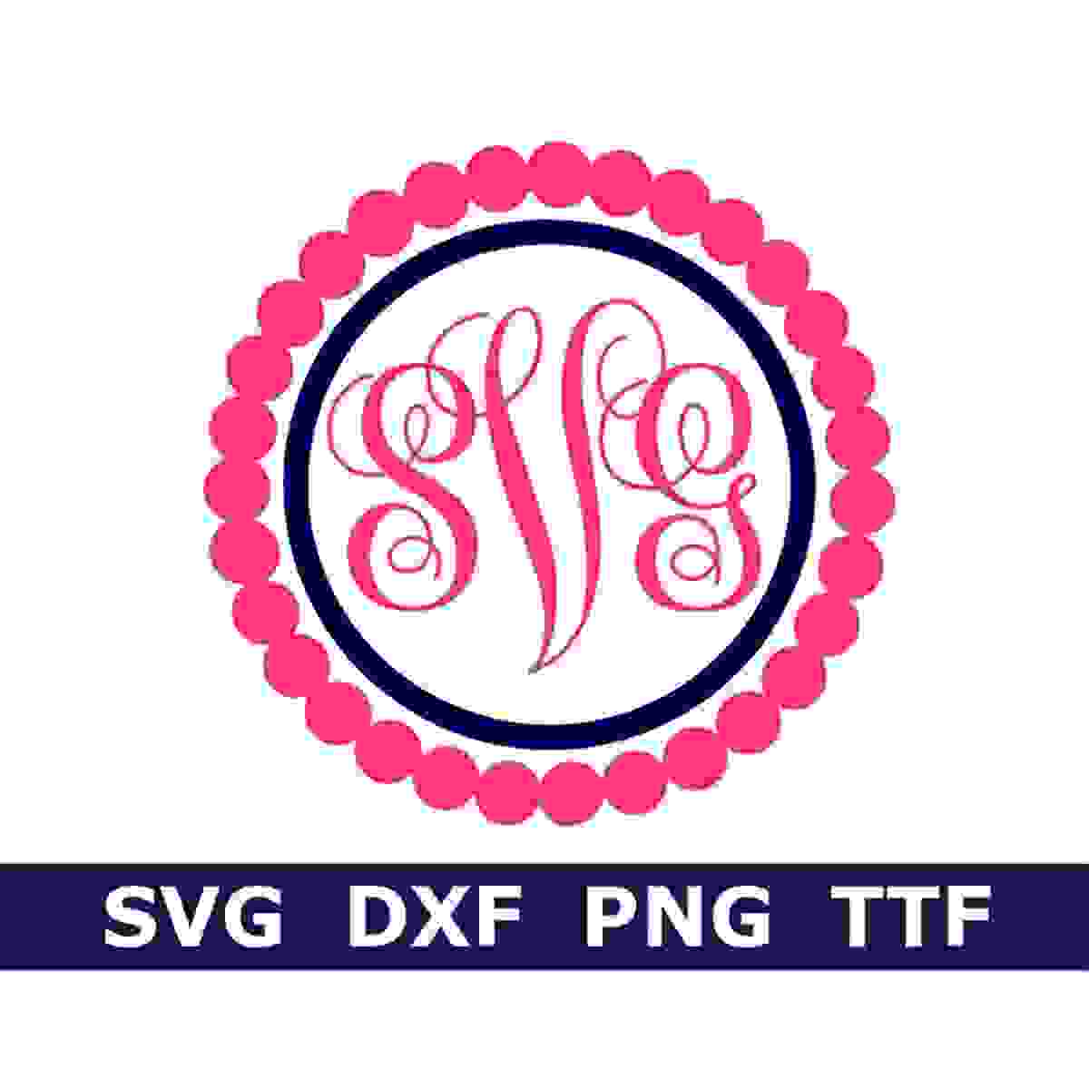 Monogram SVG TTF Alphabet, Fancy Font Circle Pearls Frame, - Inspire Uplift