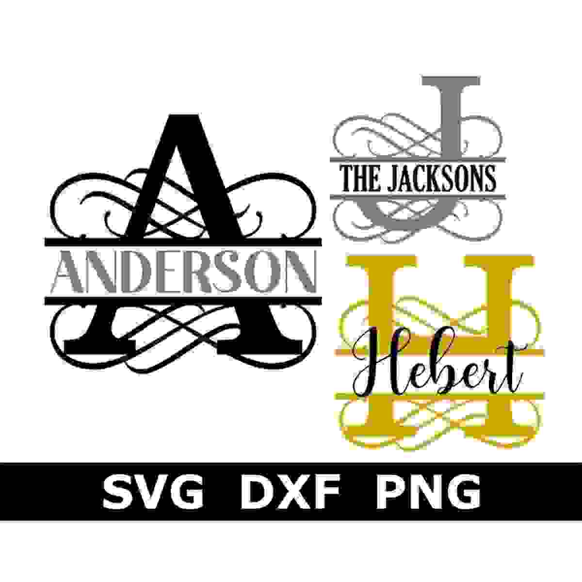 Split Monogram SVG/DXF/PNG, Split Flourish Frame Letters, Di - Inspire ...