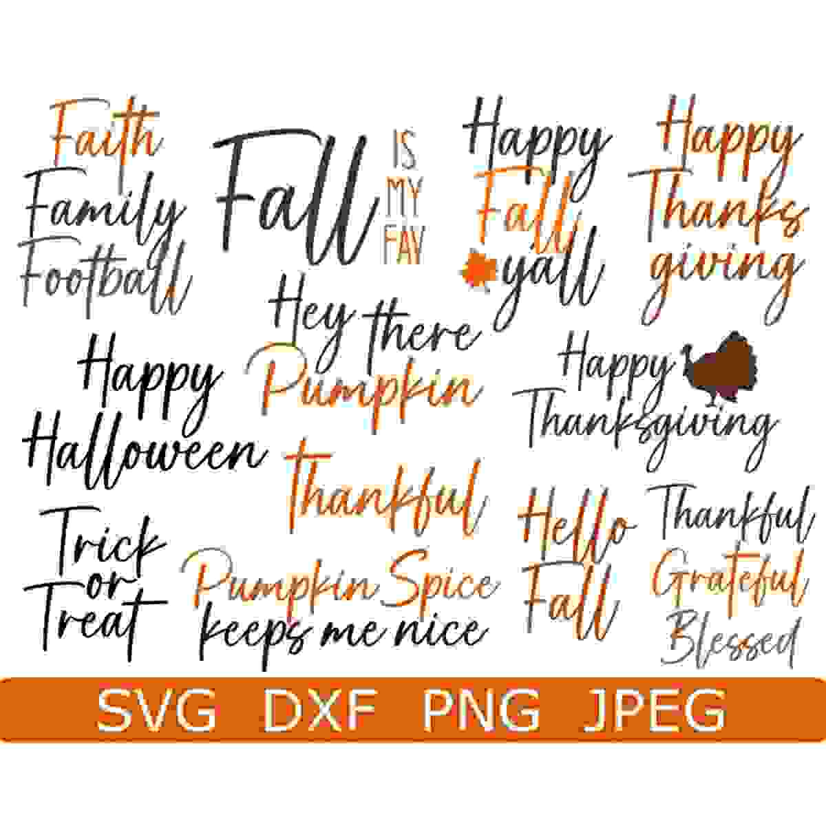 Fall Handwritten Word Art SVG, Thanksgiving SVG, Digital Dow - Inspire ...