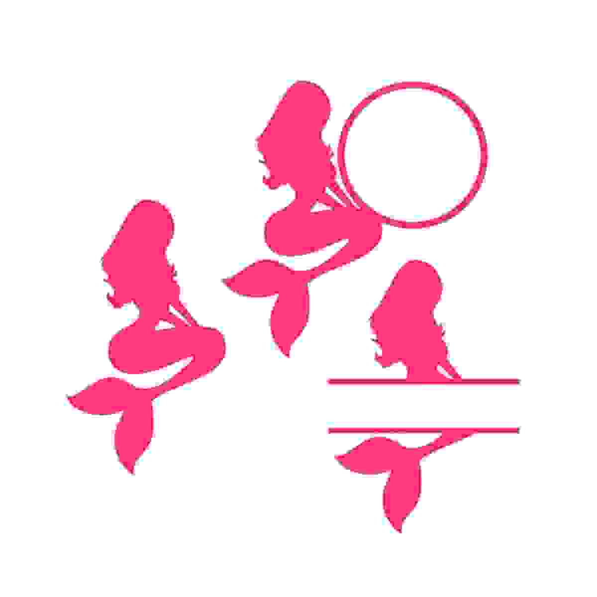 Mermaid SVG, Mermaid Monogram SVG, Split Name Frame SVG, Dig - Inspire ...