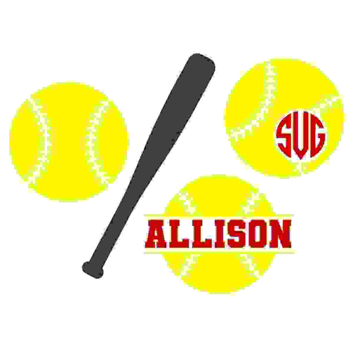 Softball SVG Frames, Monogram Frame SVG, Bat SVG, Digital Do - Inspire ...